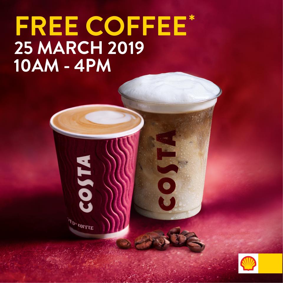 Costa Coffee免费送出咖啡，只限3月25日
