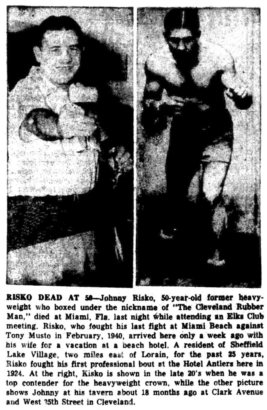 Brady's Bunch of Lorain County Nostalgia: Johnny Risko Passes Away ...