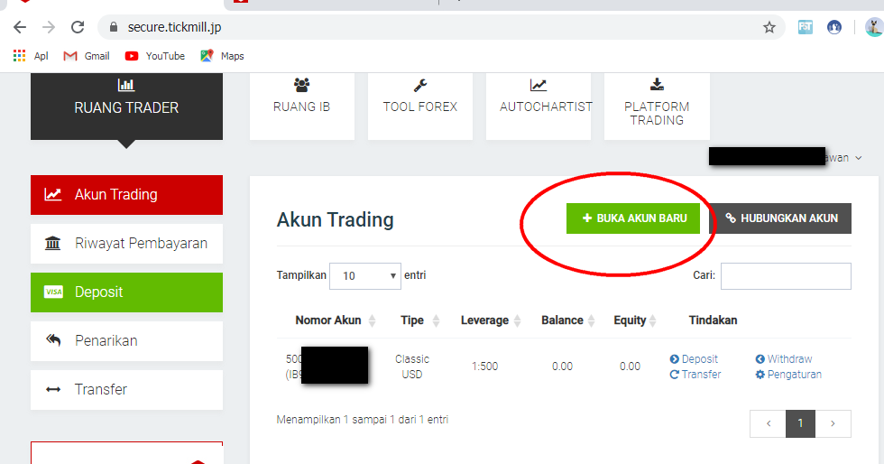 Cara Pindah Akun IB Tickmill