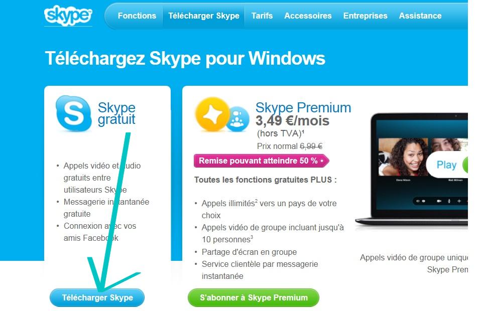 Astuces pour Skype: 4 ème étape : choisir Skype gratuit