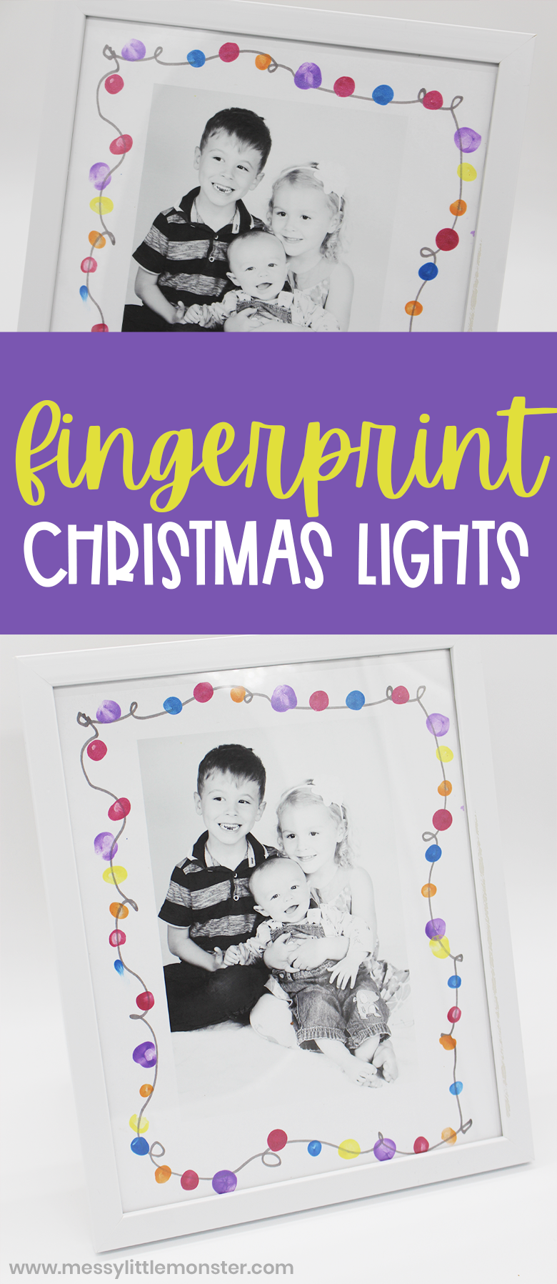 Fingerprint Christmas Lights Keepsake Craft - Messy Little Monster
