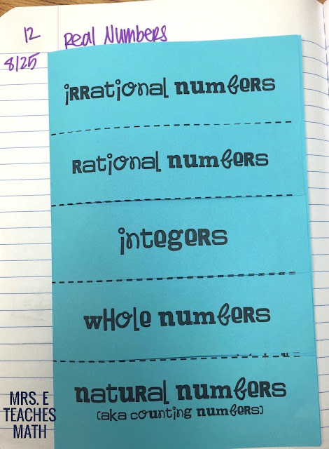 Real Numbers and Functions INB Pages | Mrs. E Teaches Math