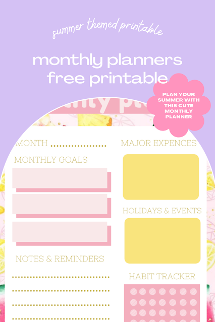 Summer-Themed Printable Monthly Planners {Free Printables} | Home Chic ...