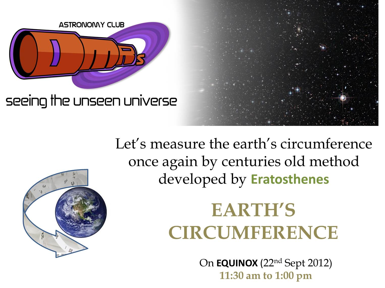 DMR'S ASTRONOMY CLUB: LET'S MEASURE EARTH’S CIRCUMFERENCE