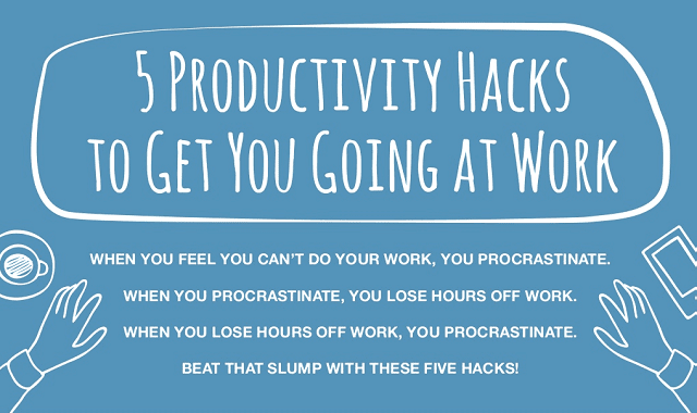 5 Productivity Hacks to Get You Going at Work #Infographic - Visualistan