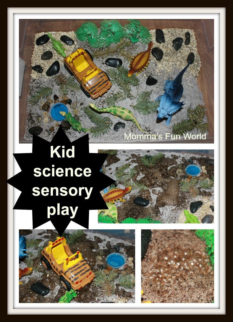Momma's Fun World: Dinosaur sensory erupting mud science