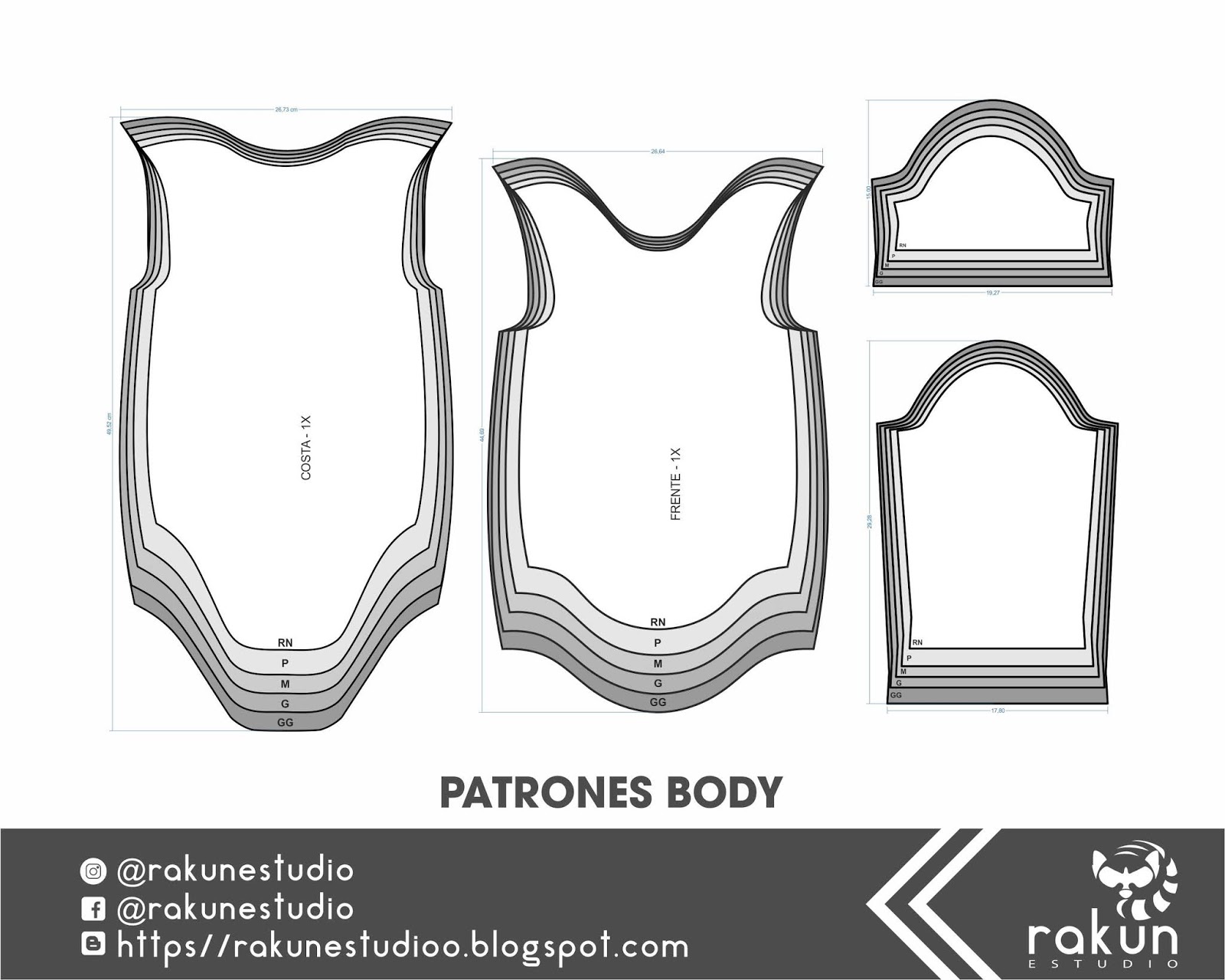 PATRÓN BODY TALLA XS A XL ~ rakun estudio