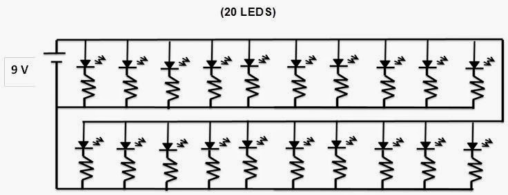 PRINCIPIOS ELÉCTRICOS Y APLICACIONES DIGTALES: CIRCUITO DE 20 LED´S