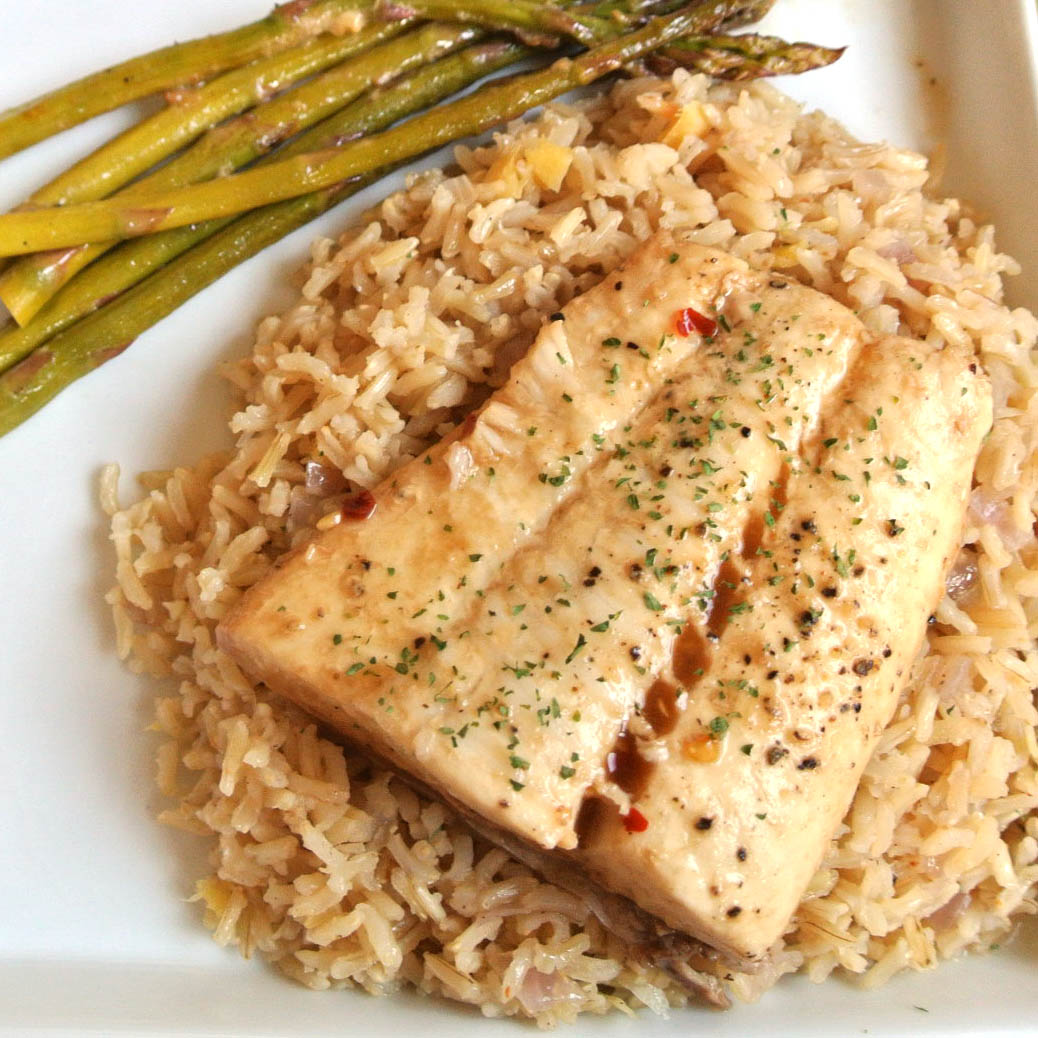 Mom, What's For Dinner?: Ponzu Halibut with Lemon Ginger Rice