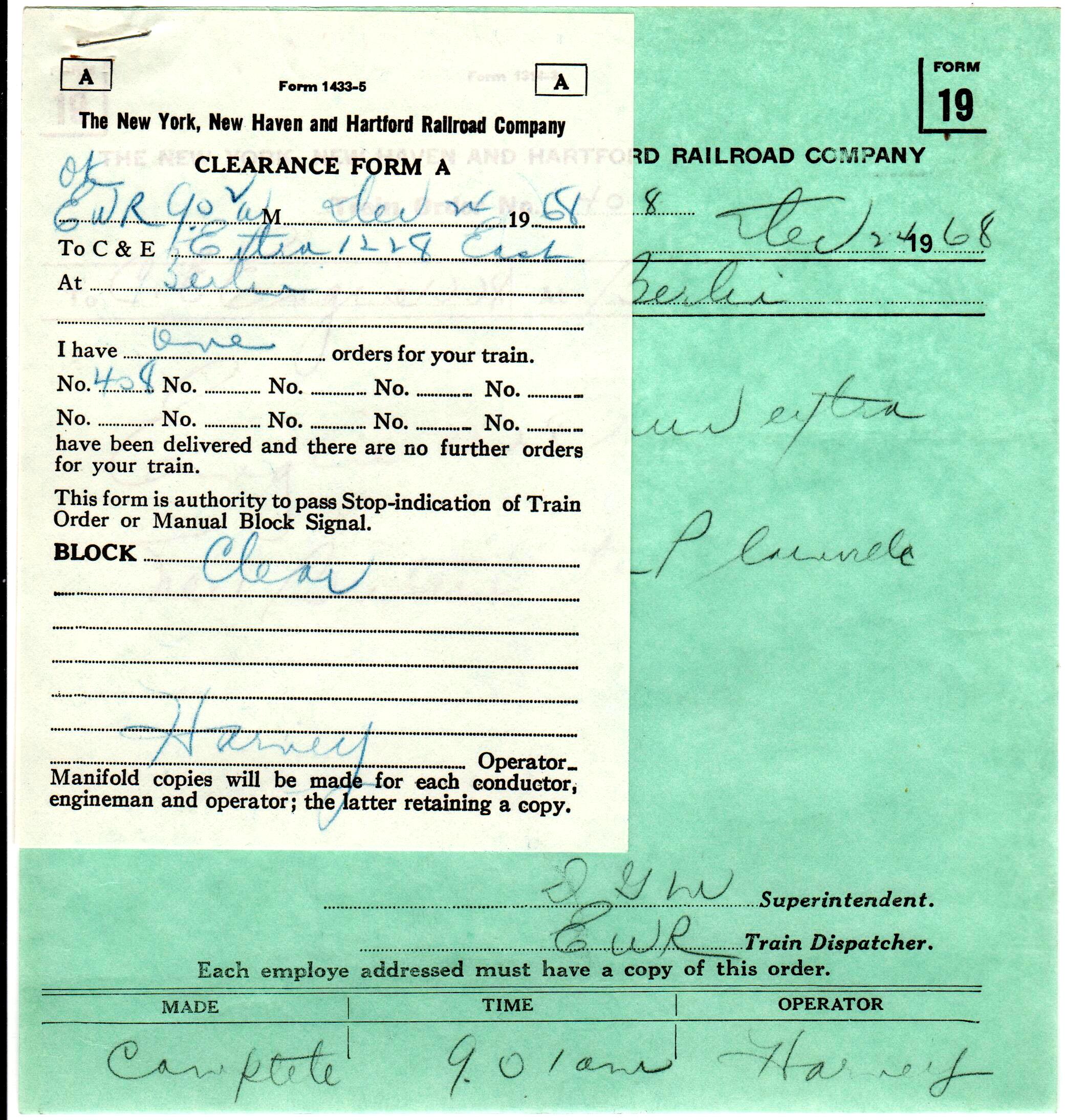 Randy's Layout Blog: Operations - Train Orders