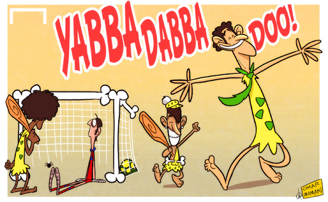 Omar Momani cartoons: Yabba-dabba-doo! Fred sees Brazil through