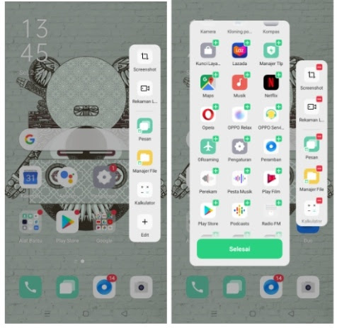 Mengaktifkan smart sidebar oppo