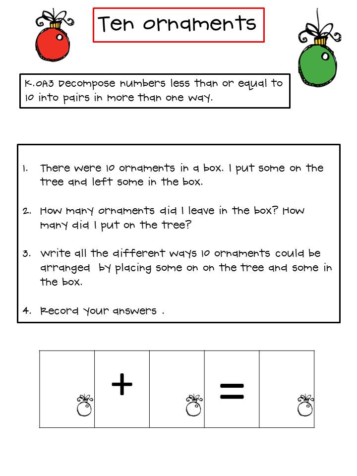 Mrs. Frederick's Kindergarten: Christmas Ornaments Math Lesson
