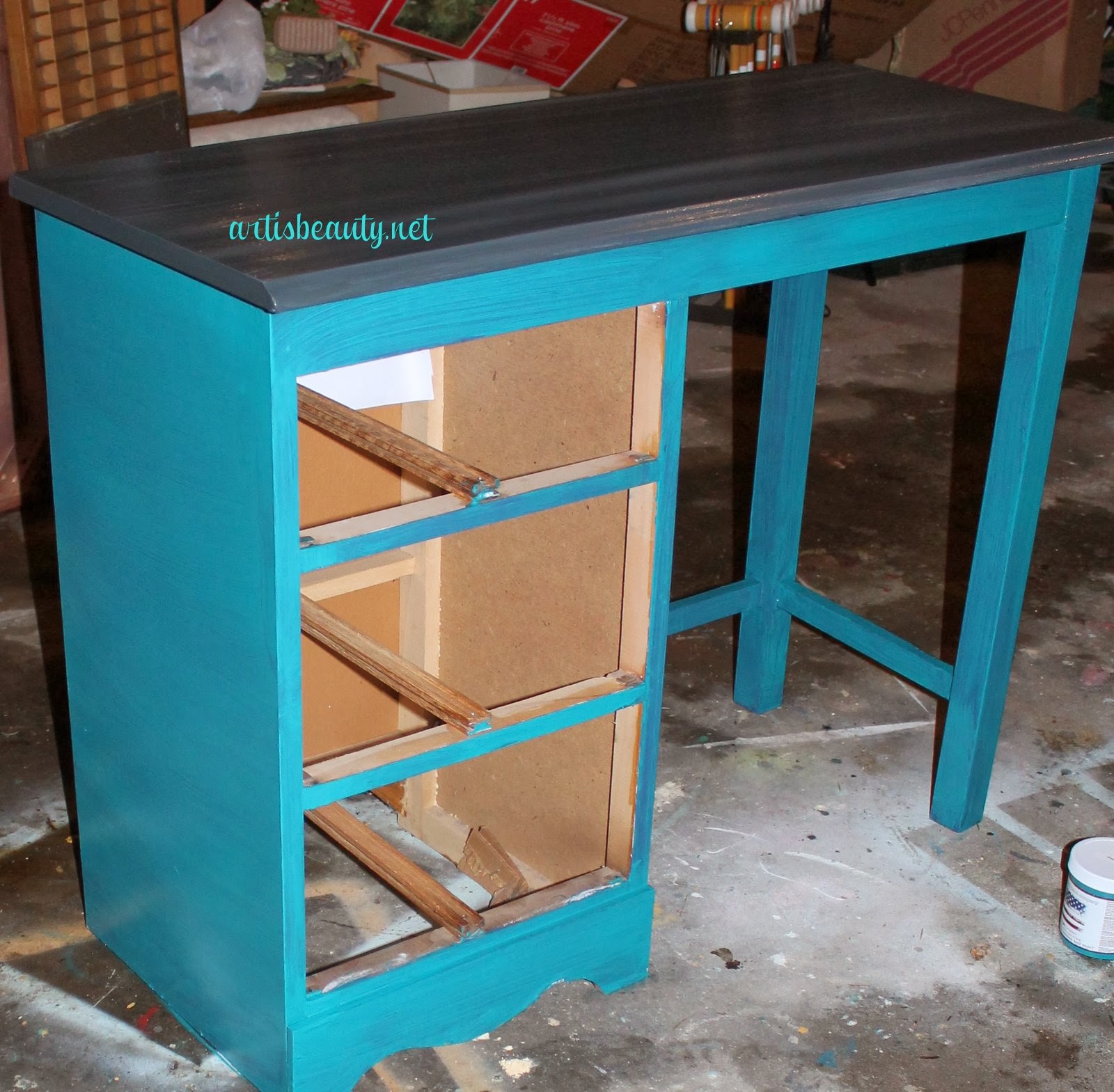 ART IS BEAUTY: Peacock blue and silver Vintage glamour Goodwill Desk ...