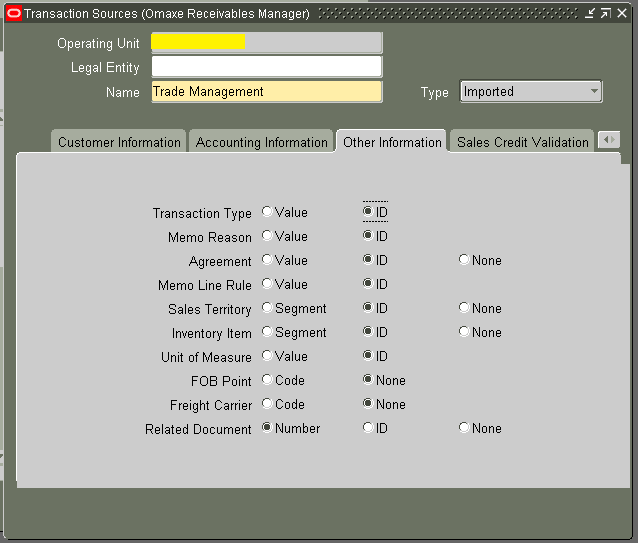 Yes, Its Oracle EBS: AR - Transaction Source