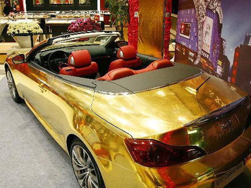Hot Car Pictures Gallery: Infiniti G37 Sports Car Gold Plate Photo