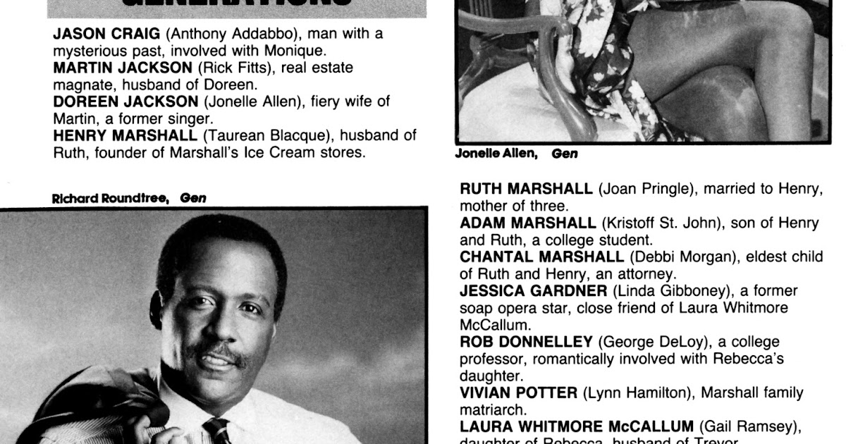 Generations: Character Guide - August 1990