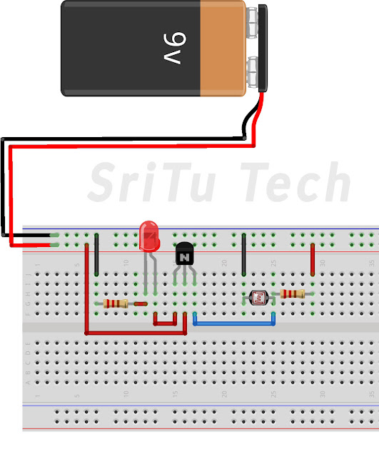 Dark activated light circuit.