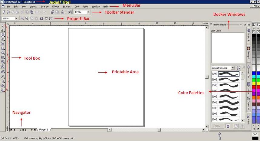 Materi TIK XII: Tampilan Corel Draw 12