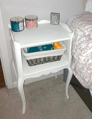 Farmhouse Style End Table with Basket Storage