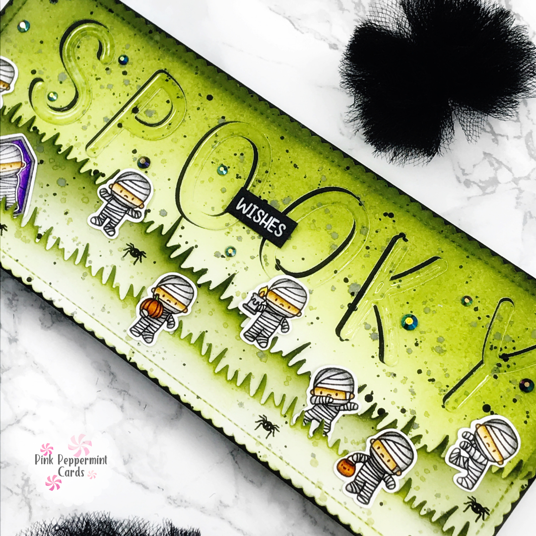 Pink Peppermint Cards: Spooky Wishes Halloween Slimline Card