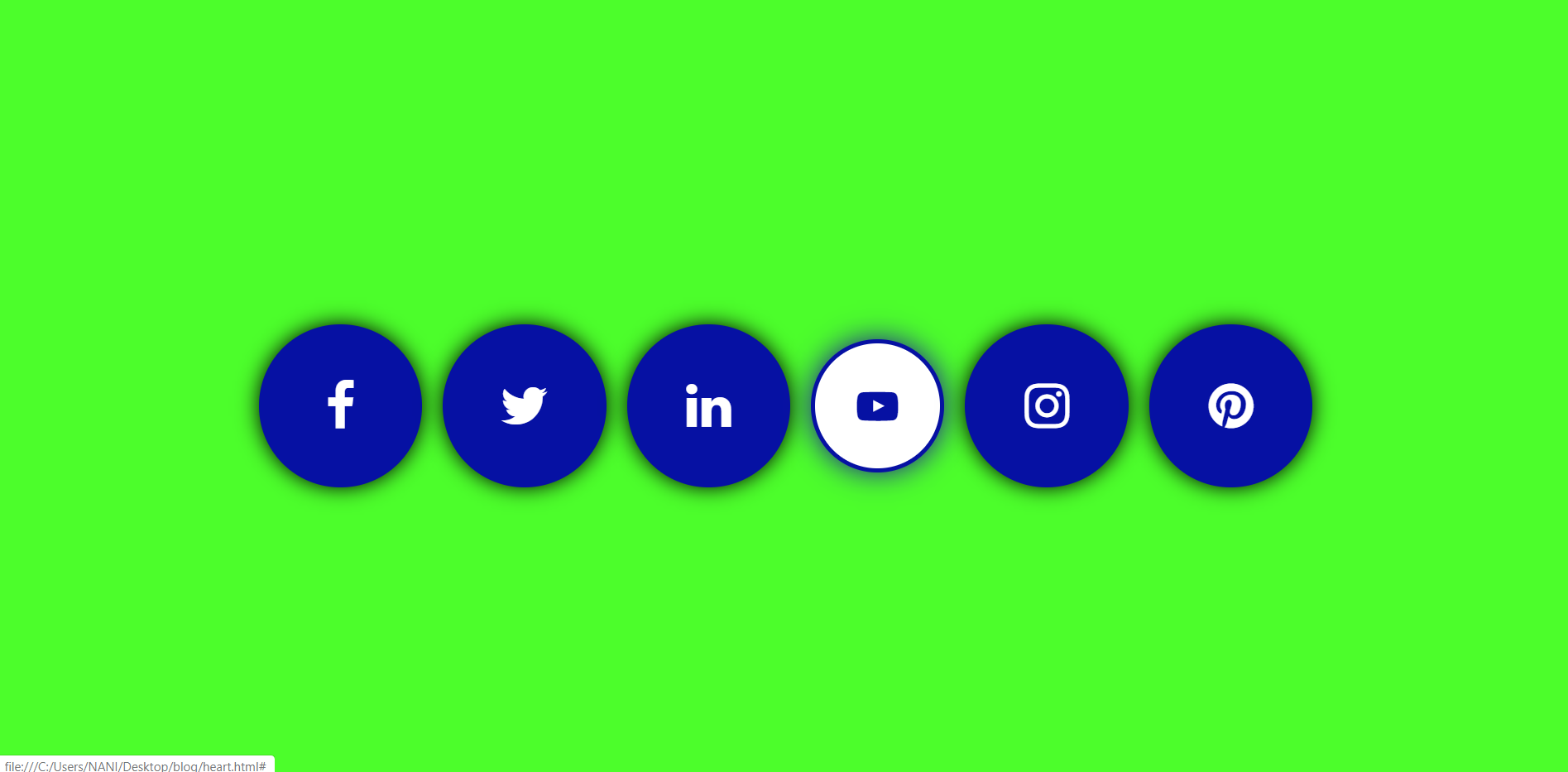 Pulsating social media buttons using only HTML and CSS.
