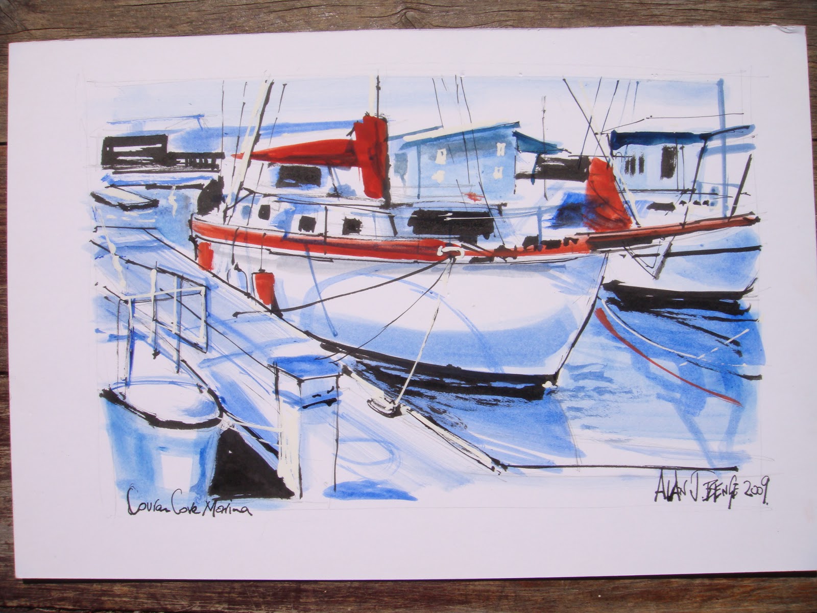 Marine artworks by Alan J. Benge: Yacht painting, Couran Cove ...