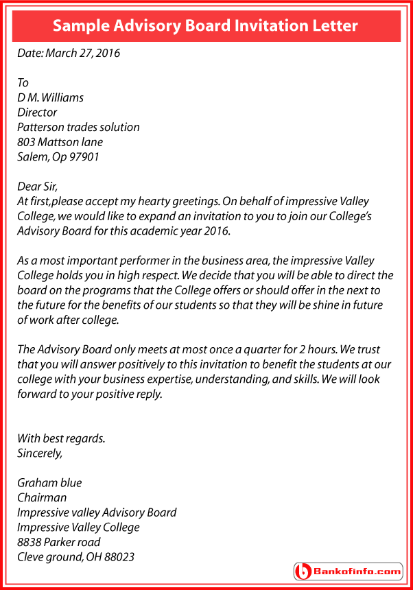 Board Member Invitation Letter Template ~ Resume Letter