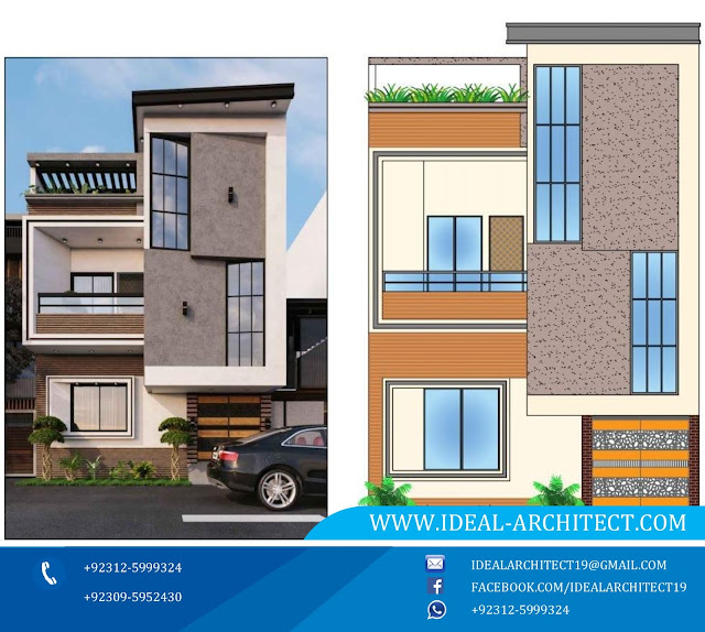 5 Marla House 2D and 3D Elevations