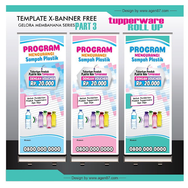 Free Download Standing Banner - Roll Up Banner Tupperware CDR - Agen87