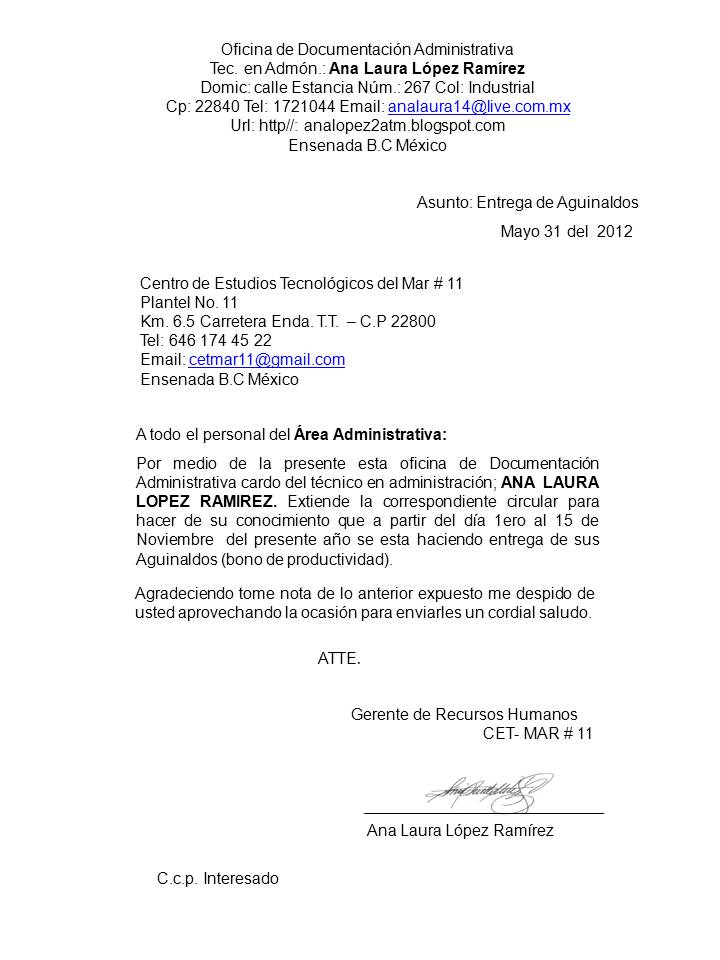 Guia Documentacion Administrativa: ESTRUCTURA DE LA CIRCULAR ...