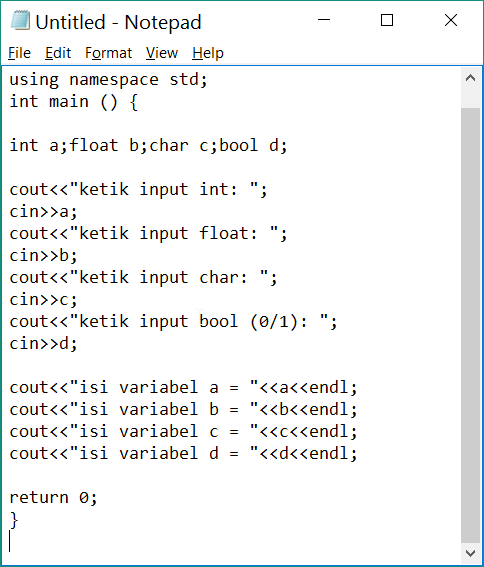 User Input Pada C++ - Niguru Indonesia