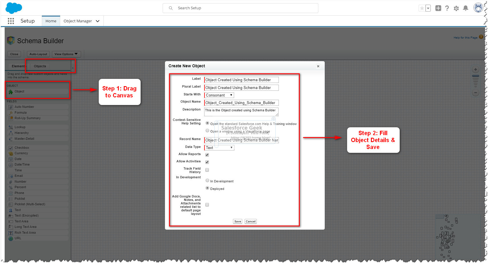 Managing Salesforce SObjects Schema using Schema Builder