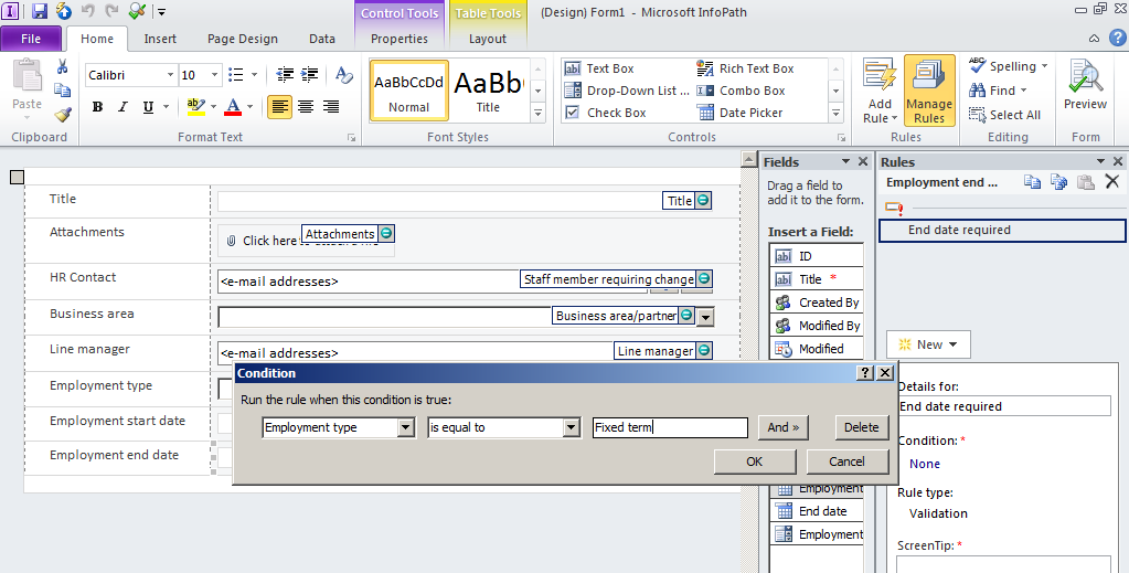 Matt's SharePoint Blog: Conditional Validation Rules - InfoPath 2010 Matt's SharePoint Blog: Conditional Validation Rules - InfoPath 2010