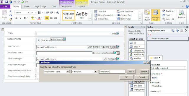 Matt's SharePoint Blog: Conditional Validation Rules - InfoPath 2010 Matt's SharePoint Blog: Conditional Validation Rules - InfoPath 2010