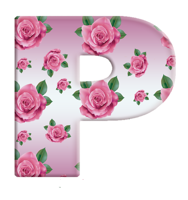 Sussurro de Amor: Alfabeto Decorativo Rosas e rosinhas cor de Rosa