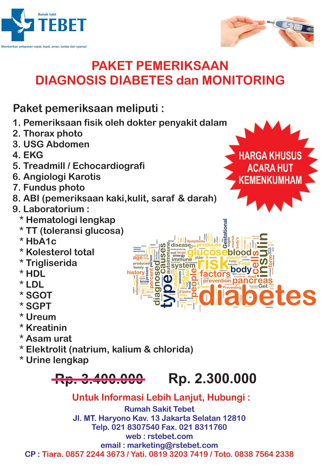 RS TEBET: Paket Pemeriksaan Diagnosis Dibetes dan Monitoring, Special Price
