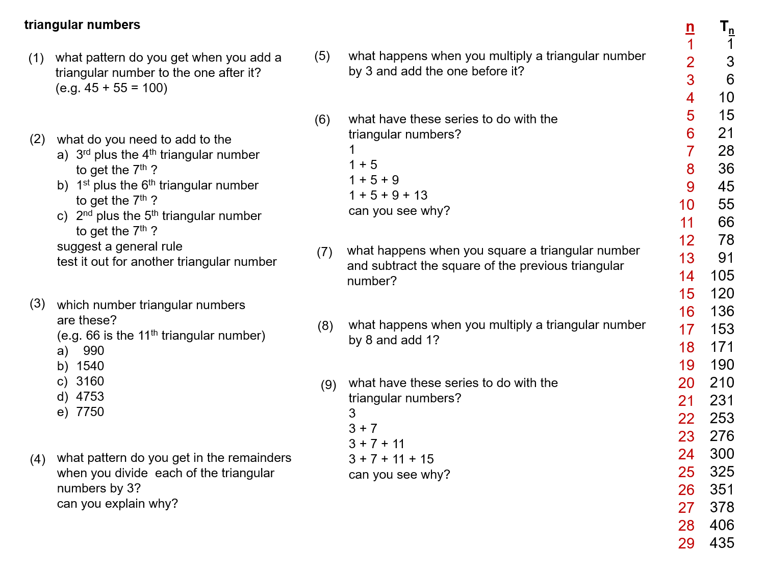 MEDIAN Don Steward mathematics teaching: triangular numbers