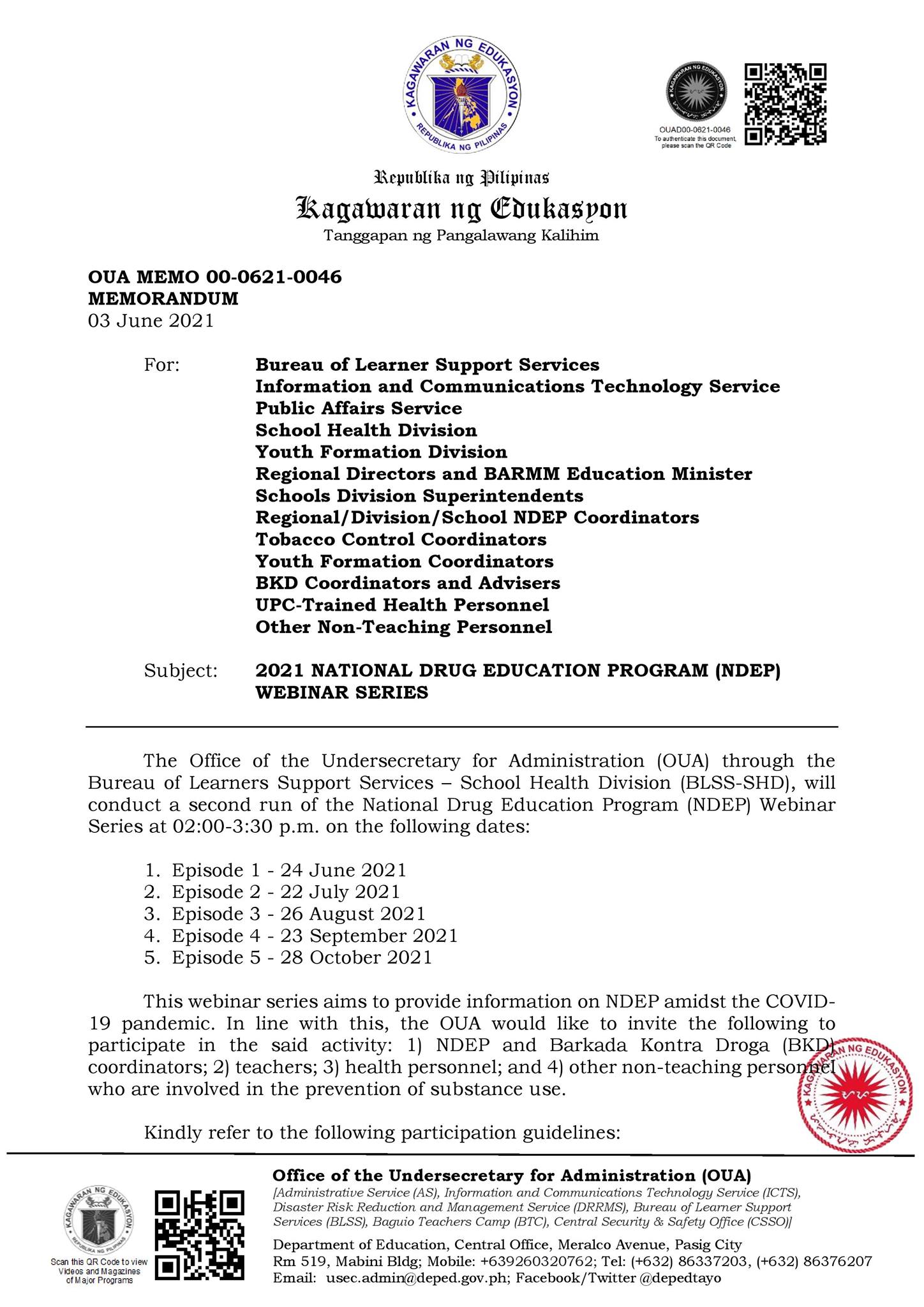 DepEd announced 5-DAY Webinar Series on National Drug Education Program ...