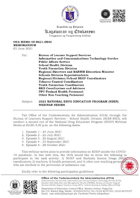 DepEd announced 5-DAY Webinar Series on National Drug Education Program ...