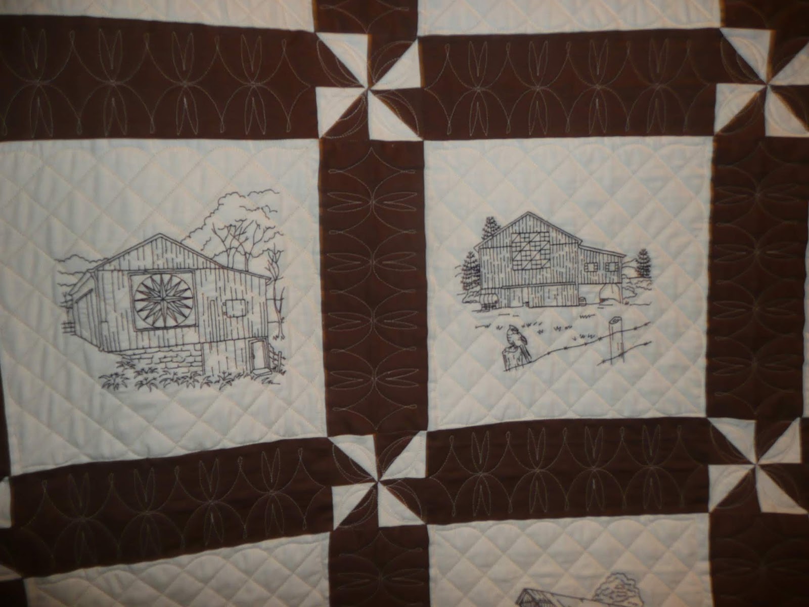 Acorn Ridge Quilting: Jeanette's Embroidered Barns Quilt