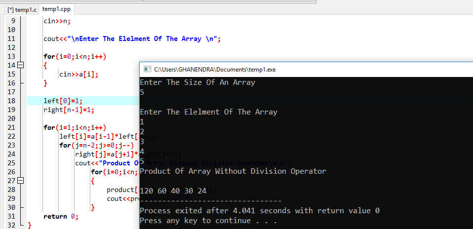 C++ Program To Product Array Such That Product Is Equal To The Product ...