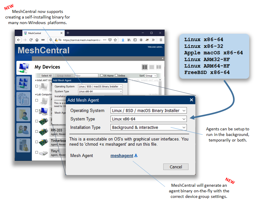 MeshCentral - Binary Installer, Favorite Devices, Batch Tagging, Router