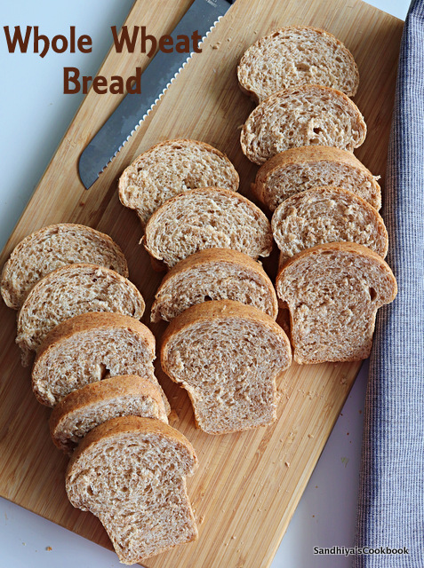 Sandhiya's Cookbook: Whole Wheat Bread | Mini Wheat Loaf Bread