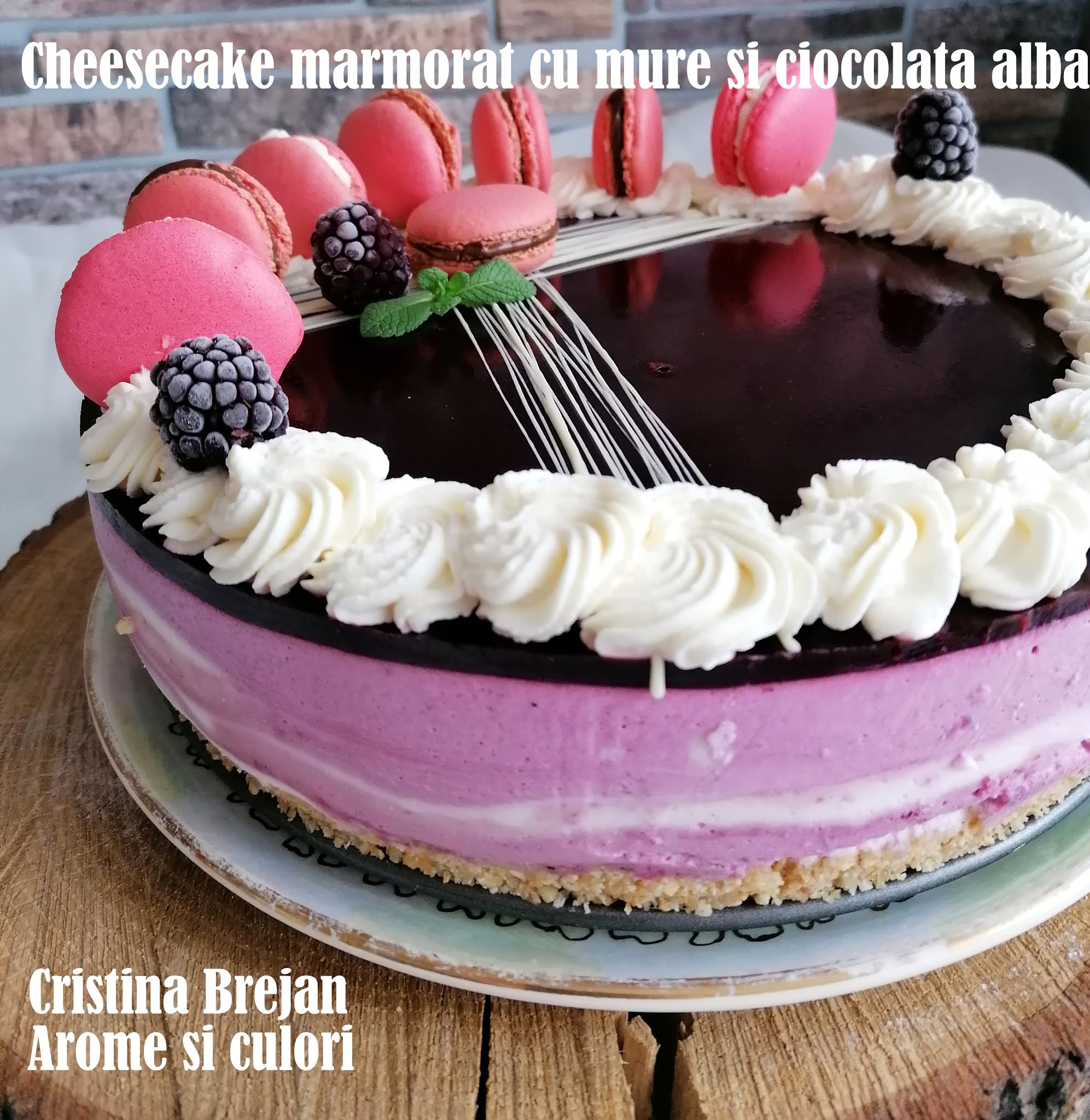 Arome si culori : Cheesecake marmorat cu mure si ciocolata alba