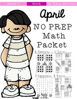 Kelly McCown: April NO PREP Math Packet - 4th Grade