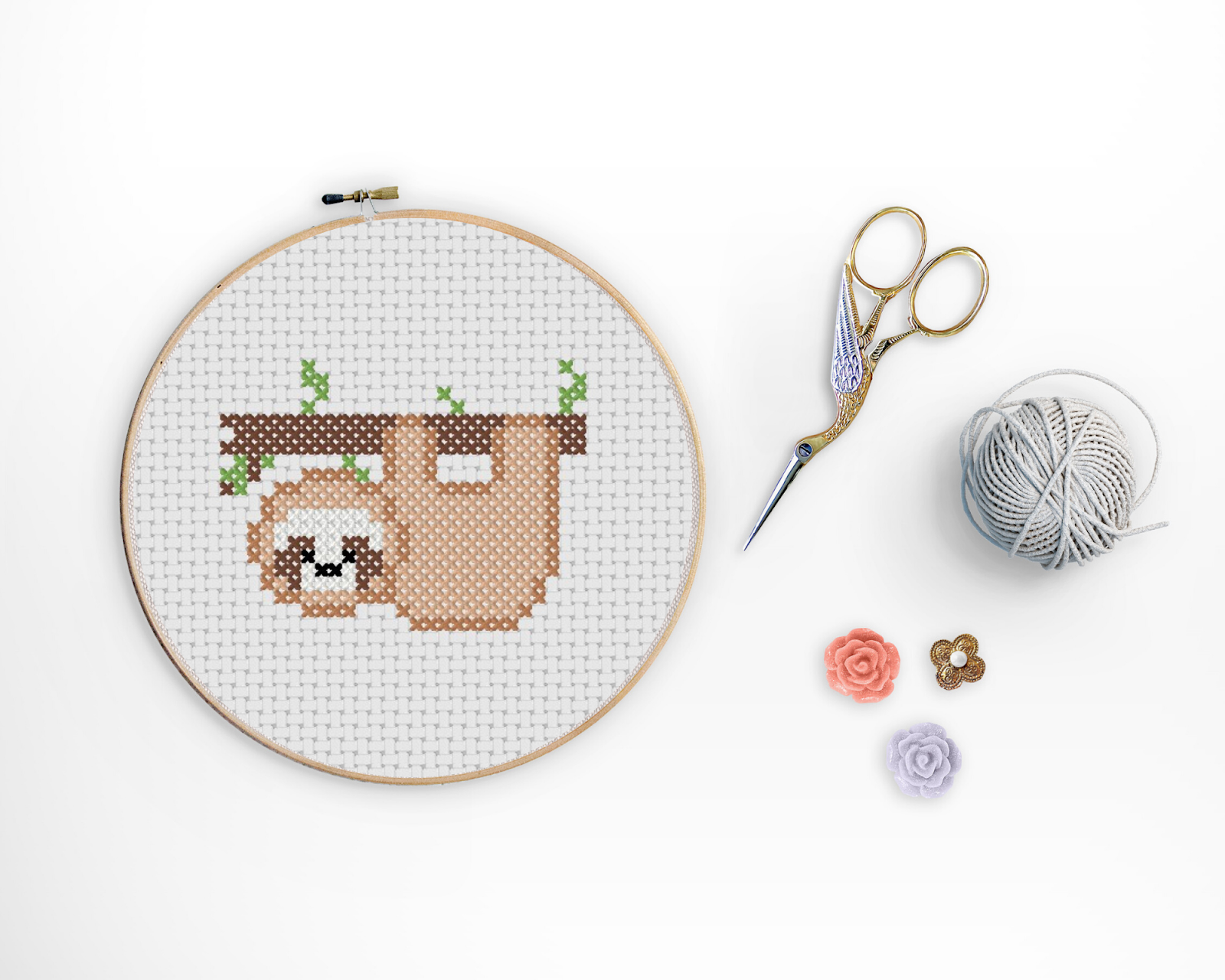 Naughts And Cross Stitches Sloth Pattern