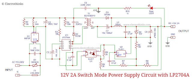 12V 2A Switch Mode Power Supply with LP2704A