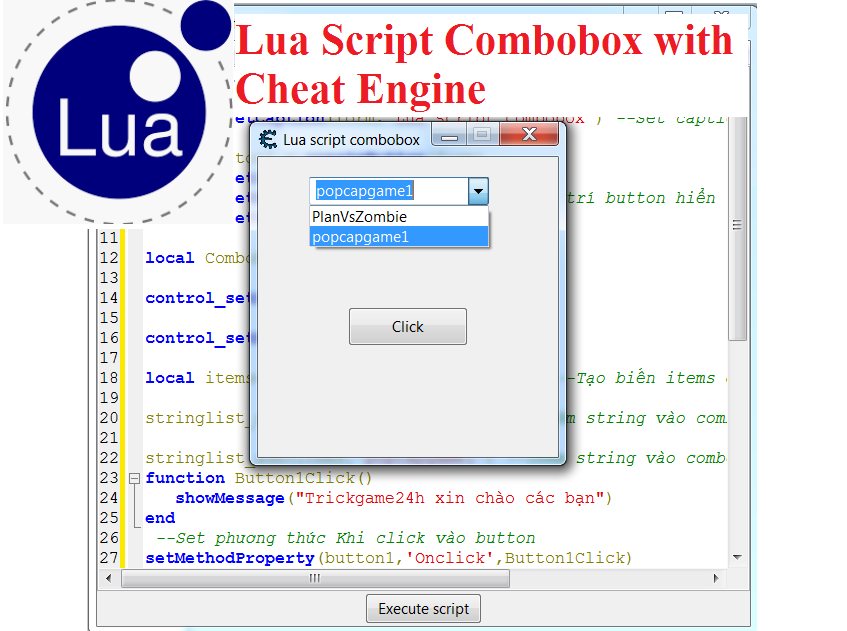 Phần 4: Cheat Engine : Tạo form sử dụng combobox (Lua script ...