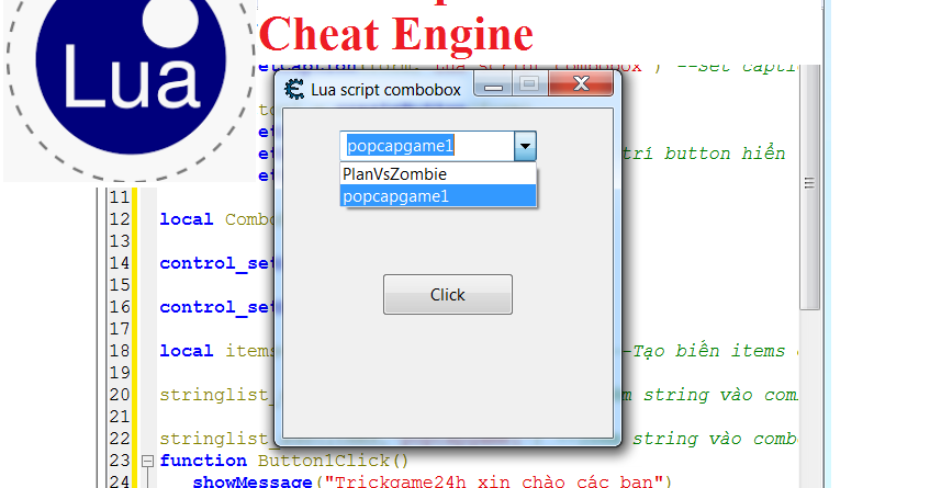 Phần 4: Cheat Engine : Tạo form sử dụng combobox (Lua script ...